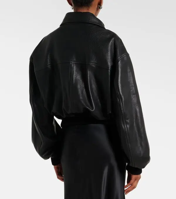 Nour Hammour Briar Leather Bomber Jacket - Black
