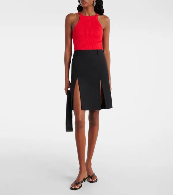 COURREGES Courrèges Circle Logo Ribbed-knit Tank Top