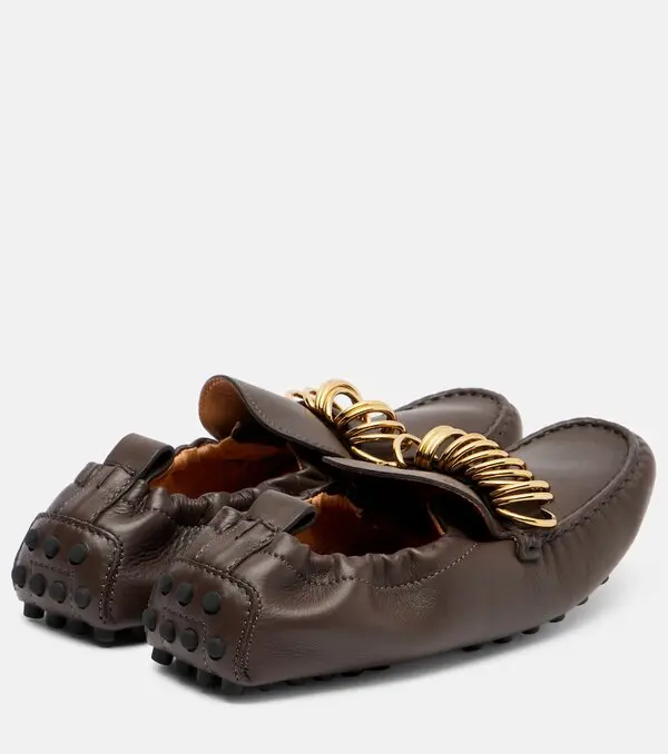 TOD'S Gommino Leather Driving Shoes - Brown