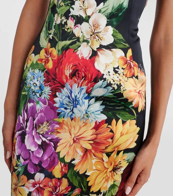 Dolce & Gabbana Floral Satin Midi Dress