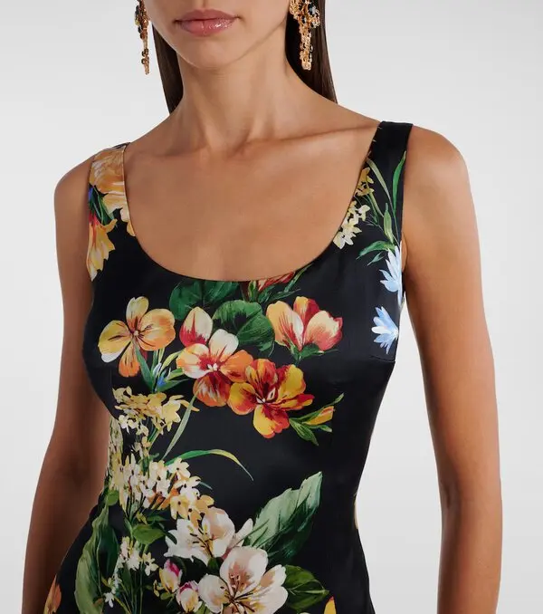 Dolce & Gabbana Floral Satin Midi Dress