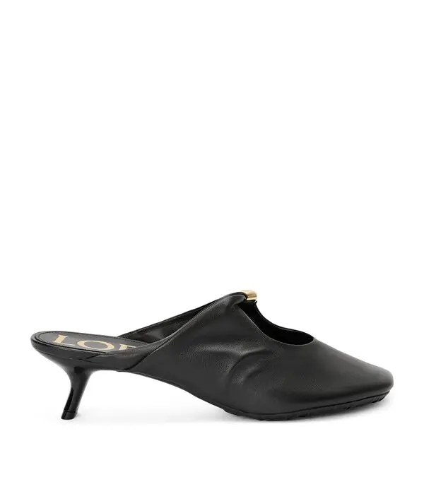 Loewe Lambskin Pebble Soft Heeled Mules - Black
