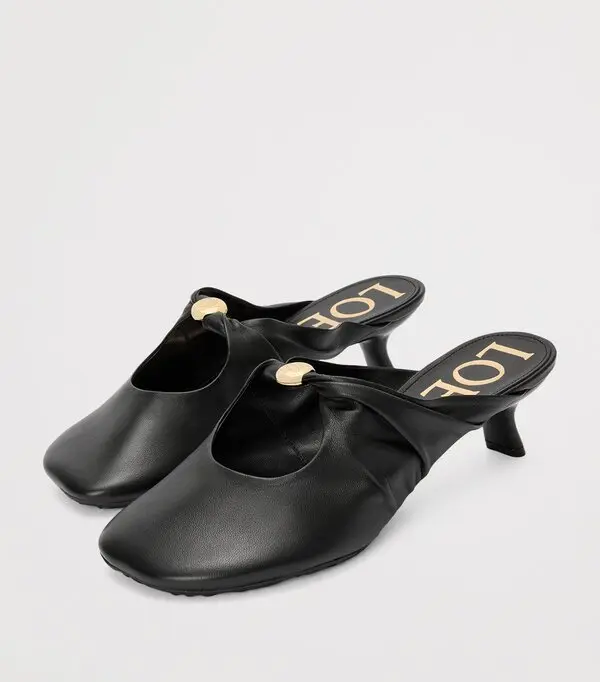 Loewe Lambskin Pebble Soft Heeled Mules - Black