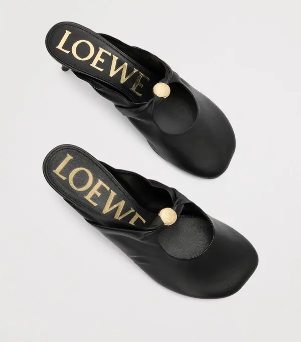 Loewe Lambskin Pebble Soft Heeled Mules - Black