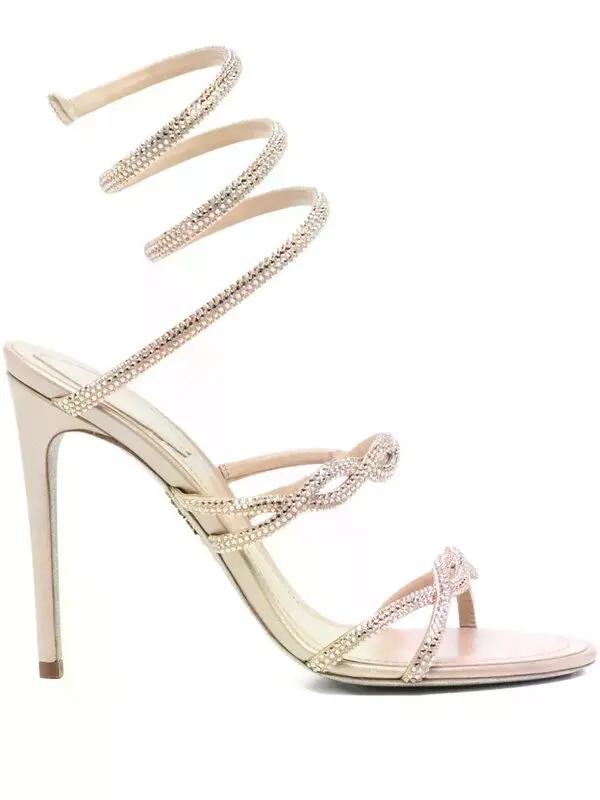 Rene Caovilla 110mm Spiral-embellished Sandals - Neutrals