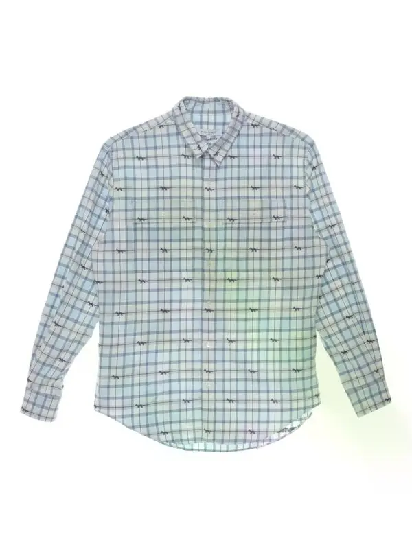 Maison Kitsuné Check-print Long-sleeve Shirt - Blue