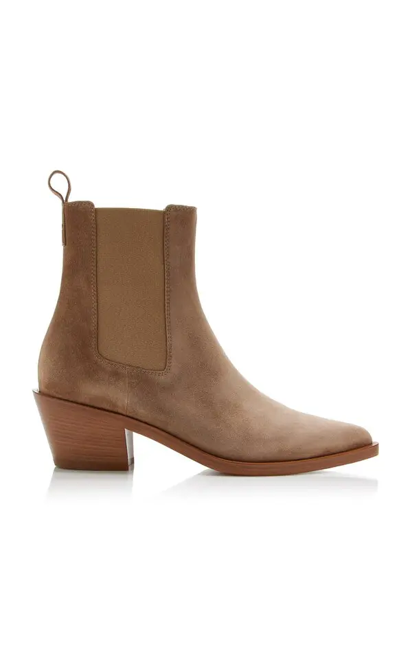 GIANVITO ROSSI Suede Pointed Toe Chelsea Boots - Neutral