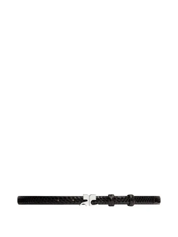 COURREGES Viper Effect Leather Belt - Black
