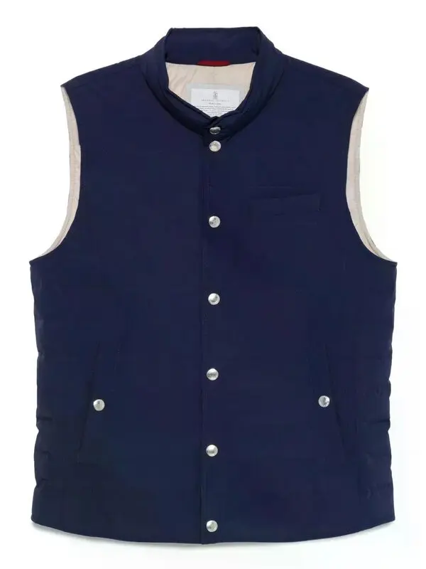 Brunello Cucinelli Quilted Snap-fit Fastening Vest - Blue