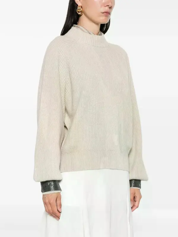 Brunello Cucinelli Ribbed Embellished-cuff Sweater