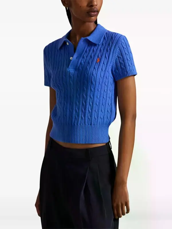 Polo Ralph Lauren Cable Knit Short Sleeve Polo Top