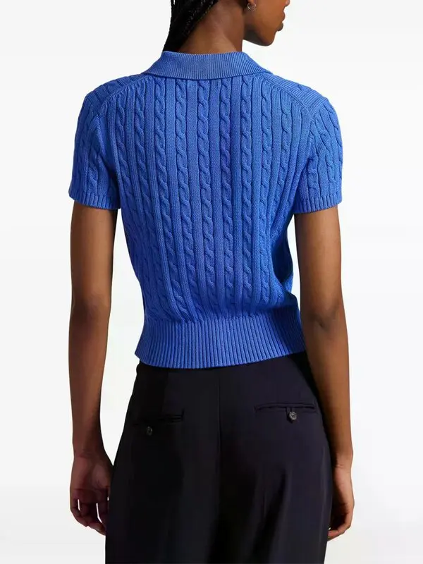 Polo Ralph Lauren Cable Knit Short Sleeve Polo Top