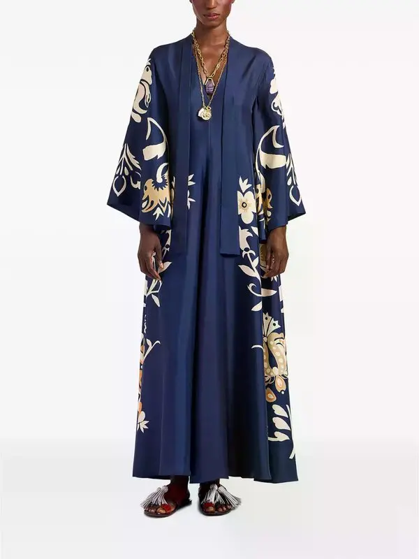 La DoubleJ Bell-sleeve Floral Maxi Dress