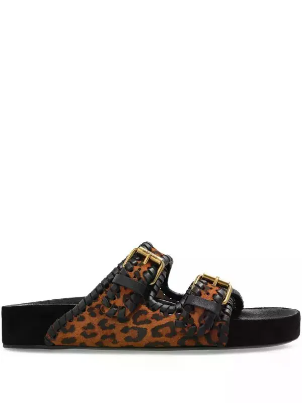 Isabel Marant Étoile Lennyo Leopard Print Flat Sandals - Orange