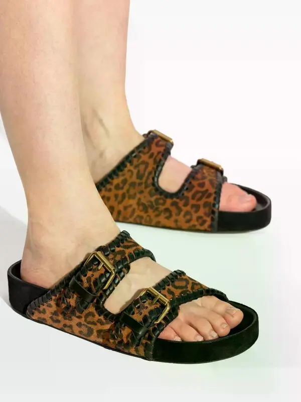 Isabel Marant Étoile Lennyo Leopard Print Flat Sandals