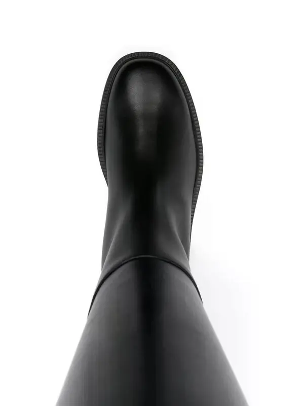 TOD'S Leather Knee-high Boots With T-buckle Detail - Black