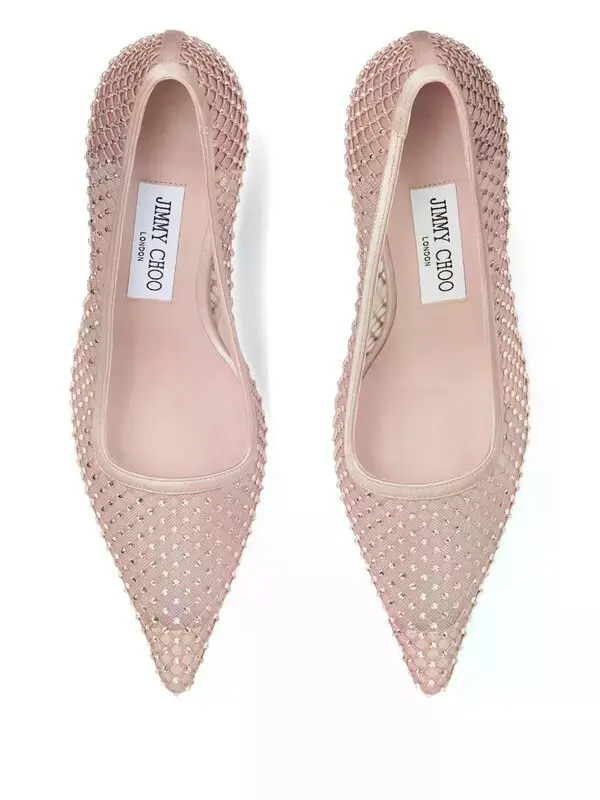 JIMMY CHOO 80mm Ixia Crystal-embellished Mesh Pumps - Pink