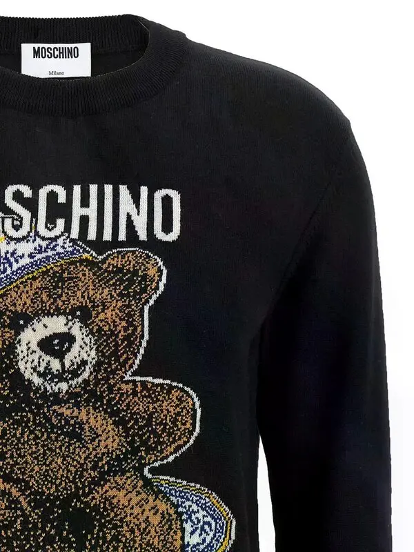 Moschino Teddy Bear Intarsia Crew Neck Sweater