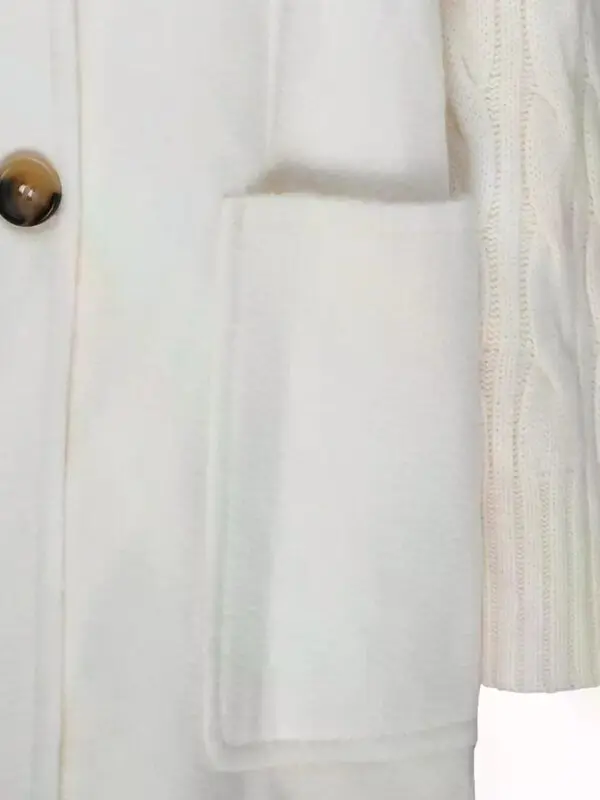 Max Mara Dalida Double-breasted Wool-cashmere Blend Coat With Cable Knit Sleeves - White