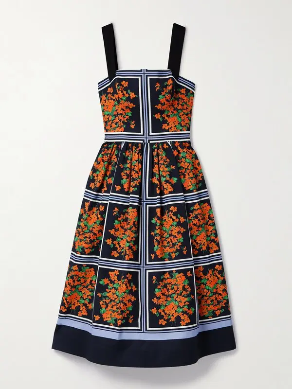 Carolina Herrera Floral Print Faille Midi Dress - Multi