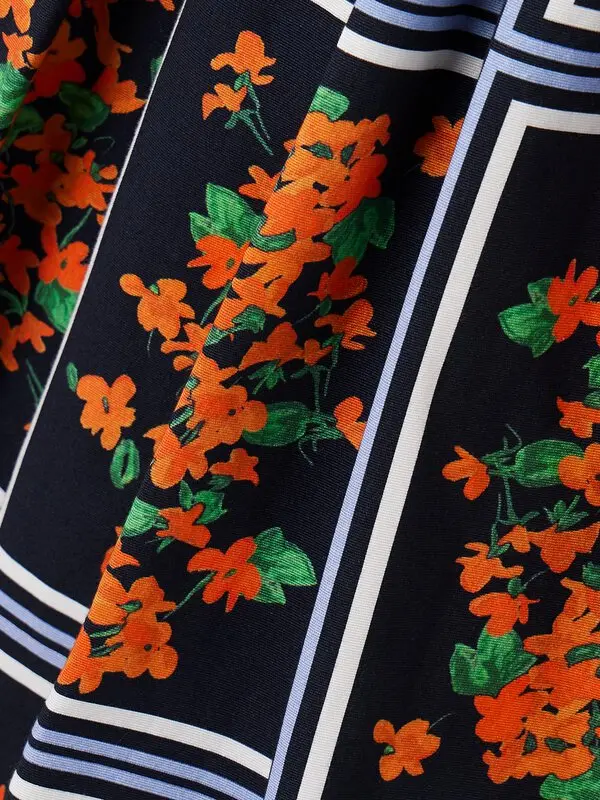 Carolina Herrera Floral Print Faille Midi Dress