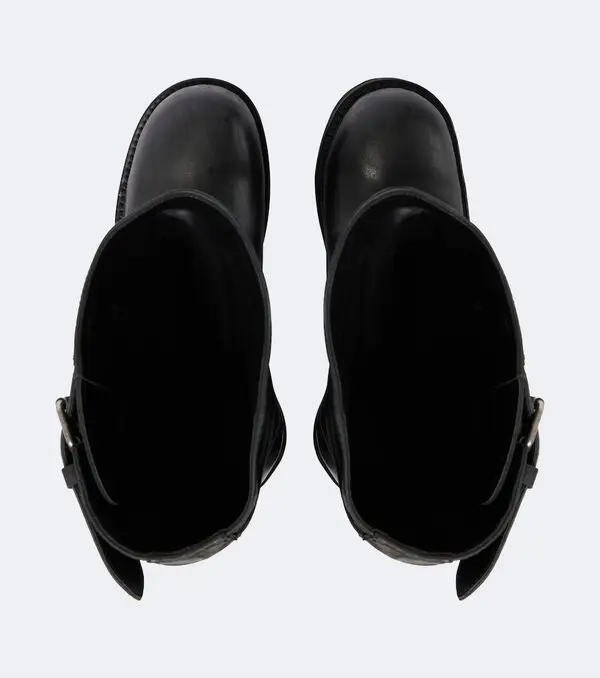 Balenciaga Leather Biker Boots - Black