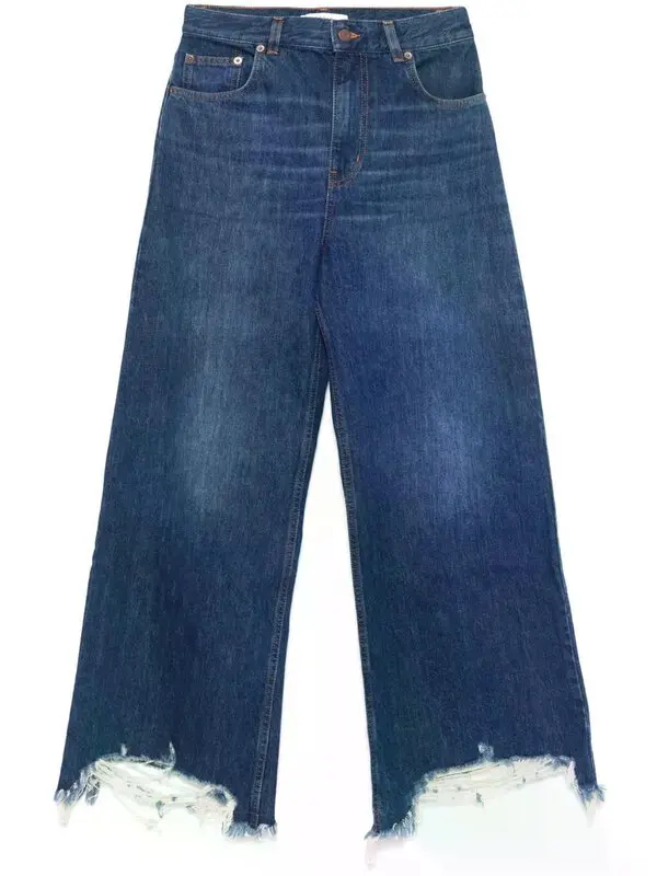 Chloé Cropped Wide-leg Jeans With Raw-cut Hem
