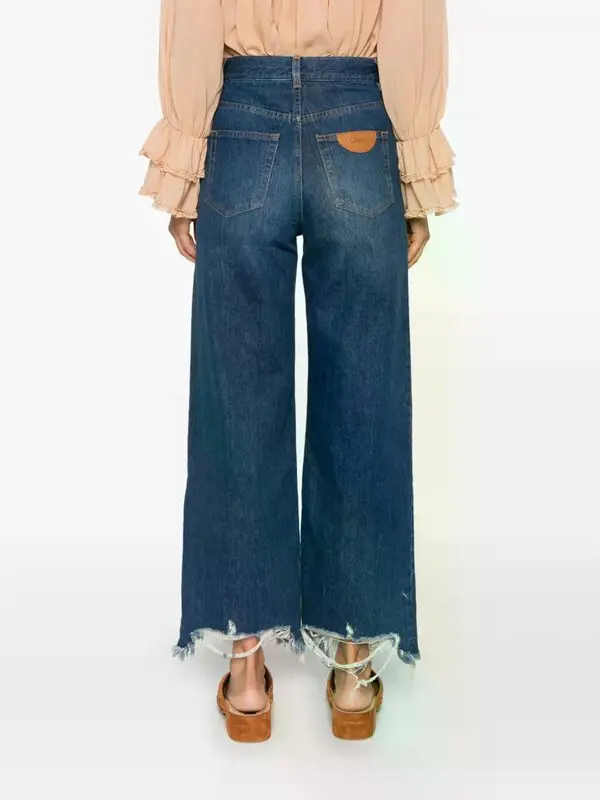 Chloé Cropped Wide-leg Jeans With Raw-cut Hem