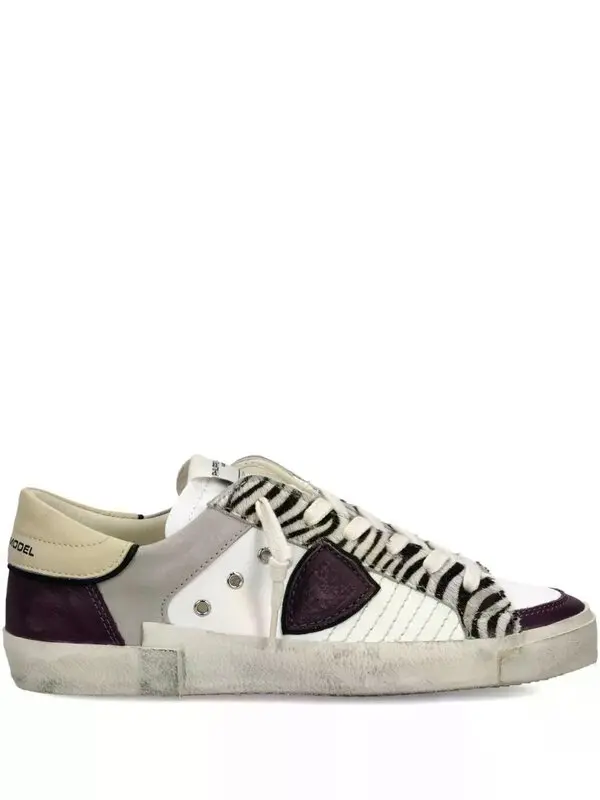 Philippe Model Zebra-stripe Panelled Sneakers - White