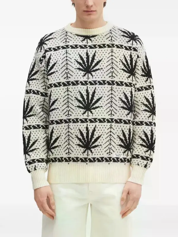 WACKO MARIA Leaf-pattern Crew Neck Sweater