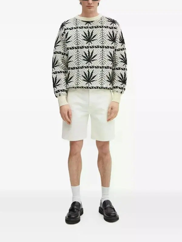 WACKO MARIA Leaf-pattern Crew Neck Sweater