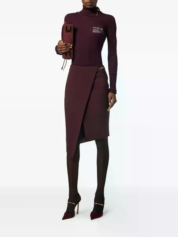 Elisabetta Franchi Logo Plaque Asymmetrical Skirt - Red