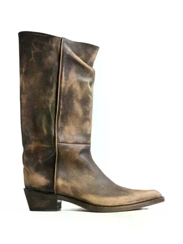 Khaite Clive Calf Leather Pointed-toe Boots - Brown