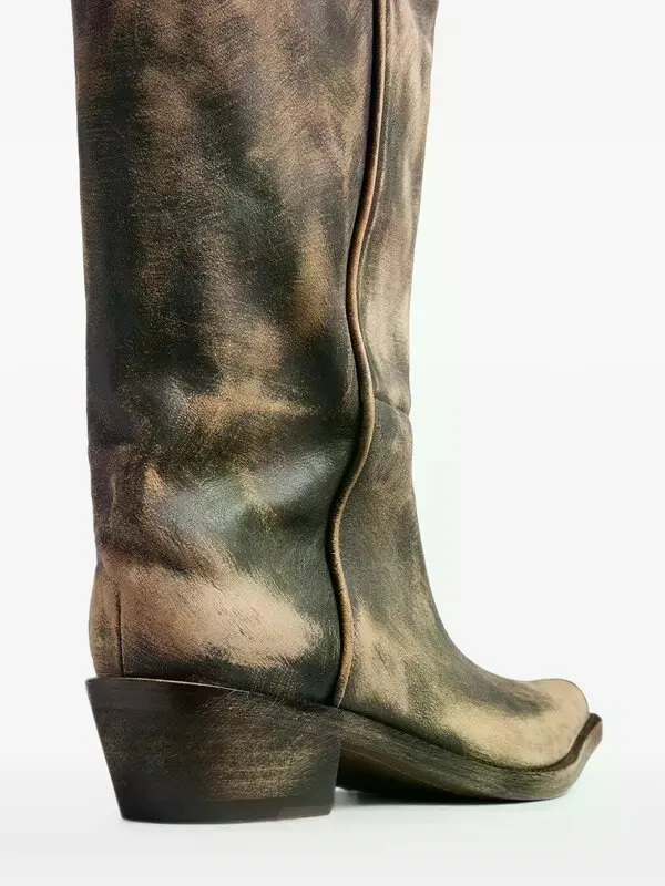 Khaite Clive Calf Leather Pointed-toe Boots - Brown