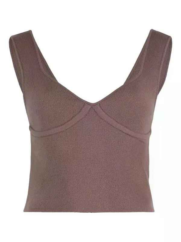 Sablyn Sleeveless V-neck Zip-up Ribbed Knit Top