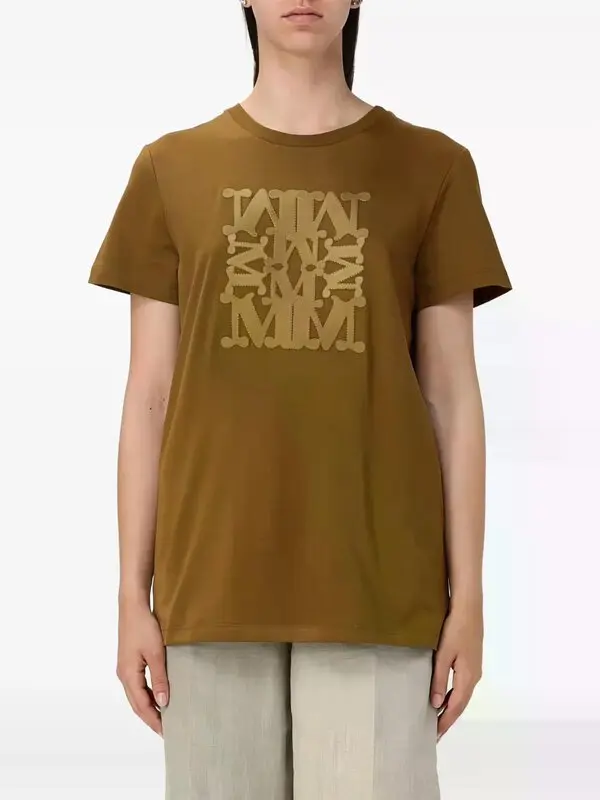 Max Mara Besque Embroidered Cotton T-shirt - Neutrals