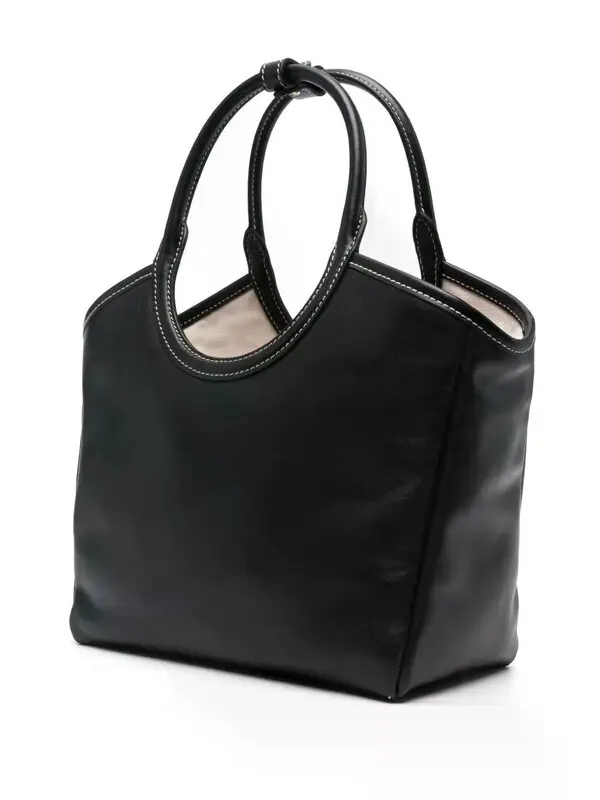 Miu Miu Calf Leather Ivy Tote Bag With Contrast Stitching