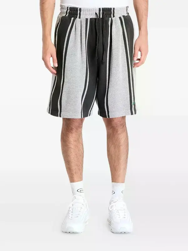 PLEASURES Striped Wide-leg Shorts With Embroidered Logo
