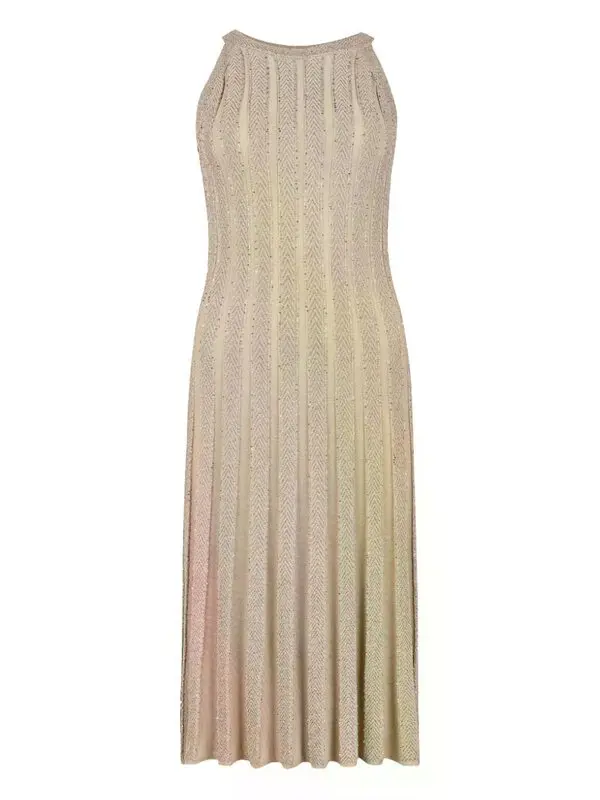 D.exterior Embellished Pleated Dress - Neutrals