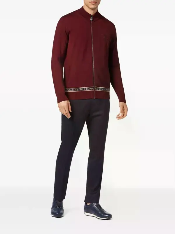 BILLIONAIRE Logo Embroidered Zip-up Jumper - Red