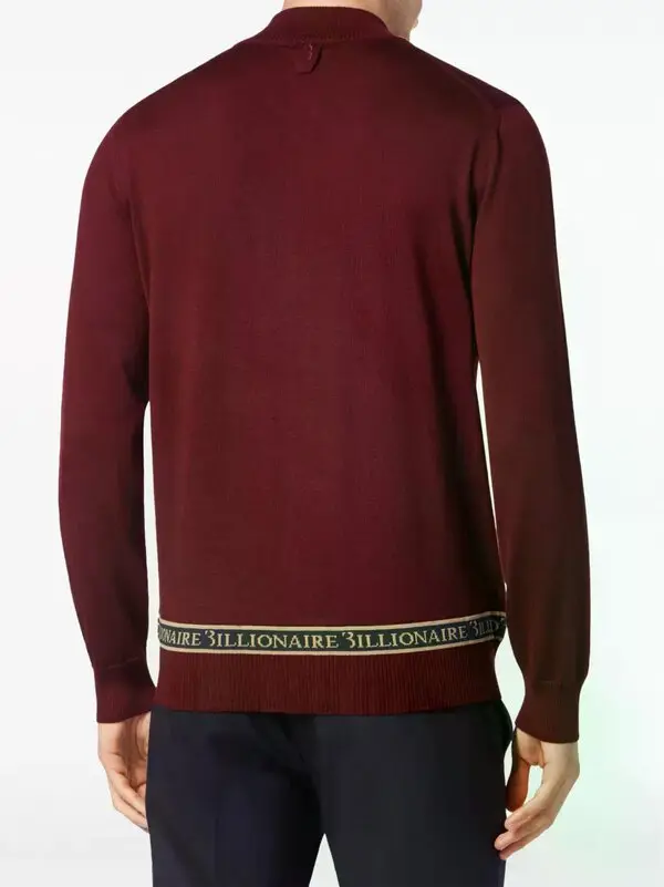 BILLIONAIRE Logo Embroidered Zip-up Jumper - Red