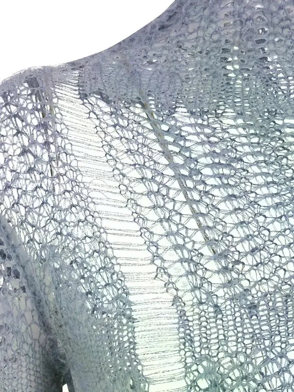 Y’s Open-knit Long-sleeved Sweater - Blue