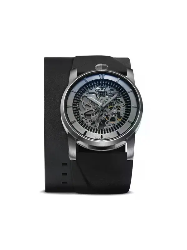 FOB PARIS Skeleton Automatic Watch With Leather Strap - Multicolour