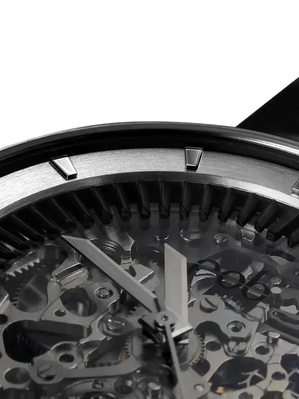 FOB PARIS Skeleton Automatic Watch With Leather Strap - Multicolour