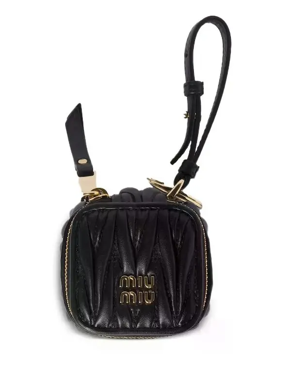 Miu Miu Trick Matelassé Cubic Keyring - Black