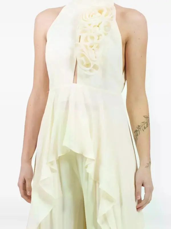 BABYLONE PARIS Rose Embellished Mock Neck Sleeveless Top - Neutrals