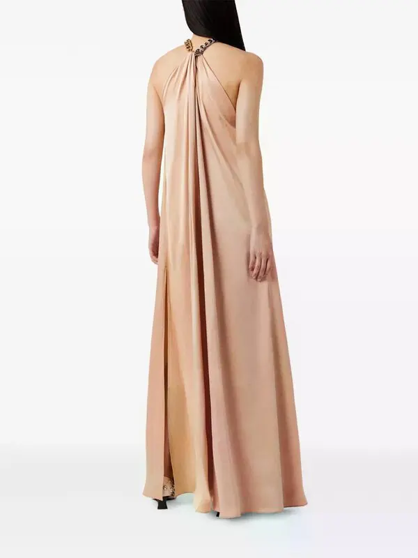 Stella McCartney Halterneck Gown With Chain Detail - Neutrals