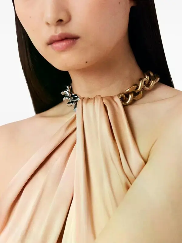 Stella McCartney Halterneck Gown With Chain Detail - Neutrals