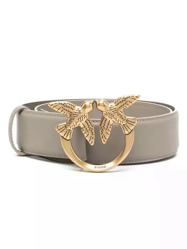 Pinko Love Birds Buckle Leather Belt - Neutrals