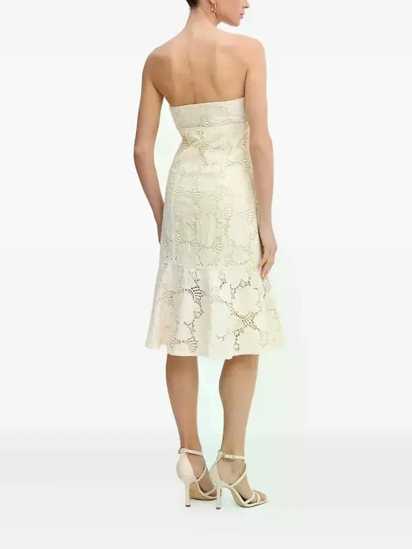 Guess Maisy Dress Strapless Floral Lace Flared Hem